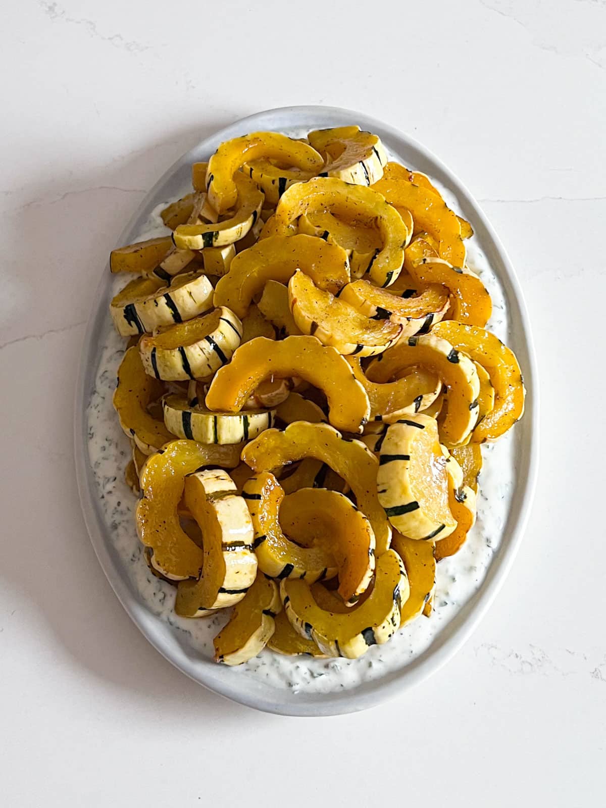 Baked Delicata Squash With Herbed Yogurt
