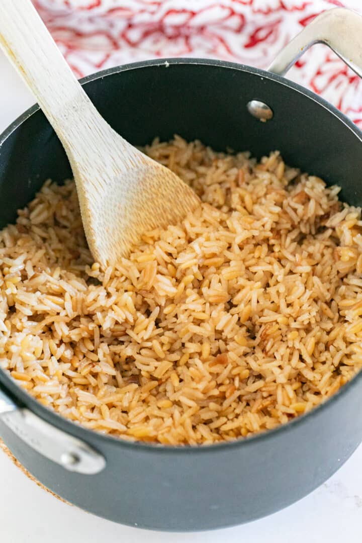 French Onion Rice Pilaf with Orzo